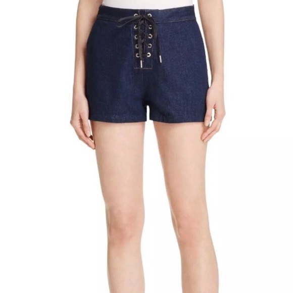 rag & bone | Shorts | Rag Bone Hi Waisted Resin Dark Wash Lace Up Denim ...